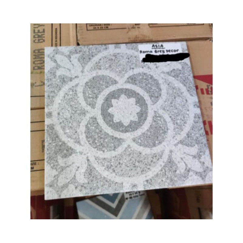 Jual Keramik Lantai Kamar Mandi Asia Roma Grey Decor 25x25 kw2 | Shopee ...