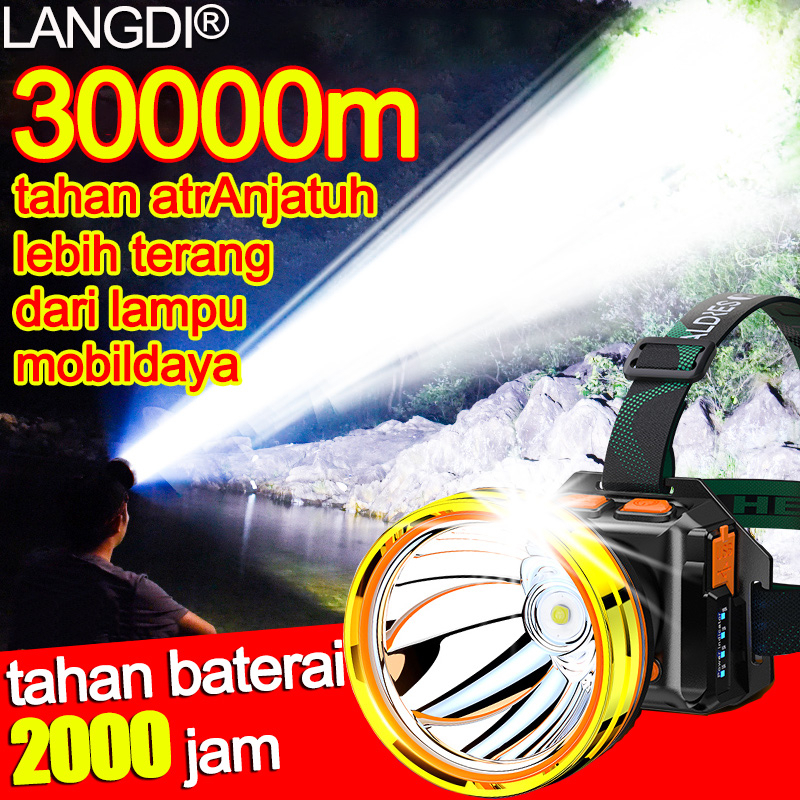 Jual COD Senter Kepala 85w 3000 mAh SUPER TERANG BISA CHARGE TERANG ...