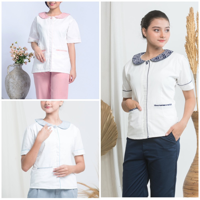 Jual SOPHIE lengan pendek seragam baju suster/ nanny uniform/ hotel spa ...