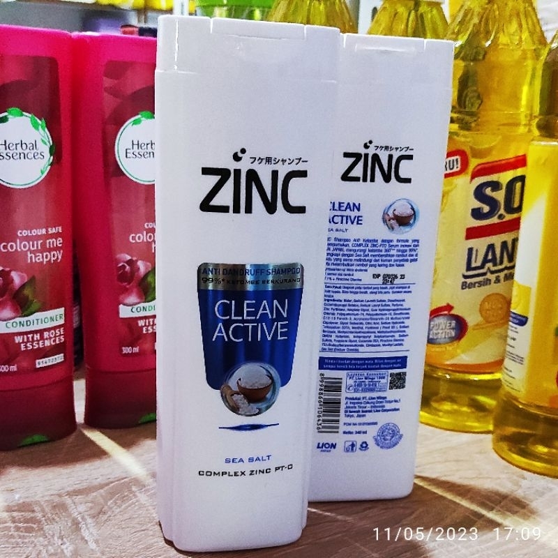 Jual Zinc Clean Active 340ml Anti Dandruff Shampoo with Sea Salt ...
