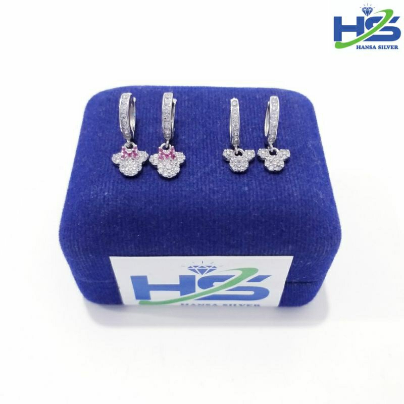 Jual Anting Perak Anak Asli Silver 925 Lapis Emas Putih Model Jepit Agogo Mickey Mouse - Perak ...