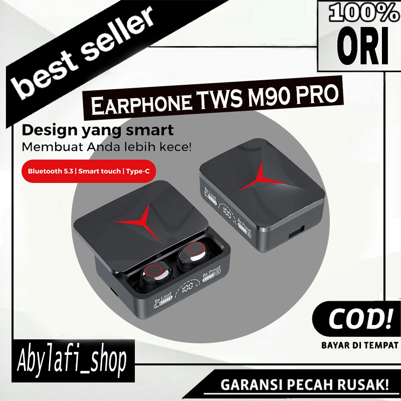 Jual TWS M90 Pro Bluetooth Wireless BT V5.2 ENC Type C Headset Earphone ...