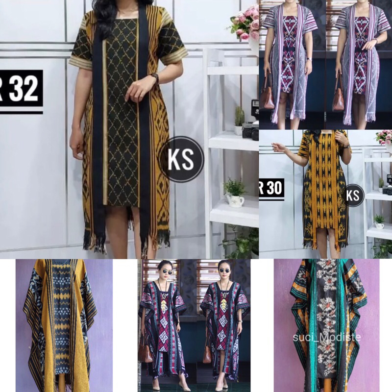 Jual dress etnik rumbai dress kerja tenun baju tenun rumbai dres kerja ...
