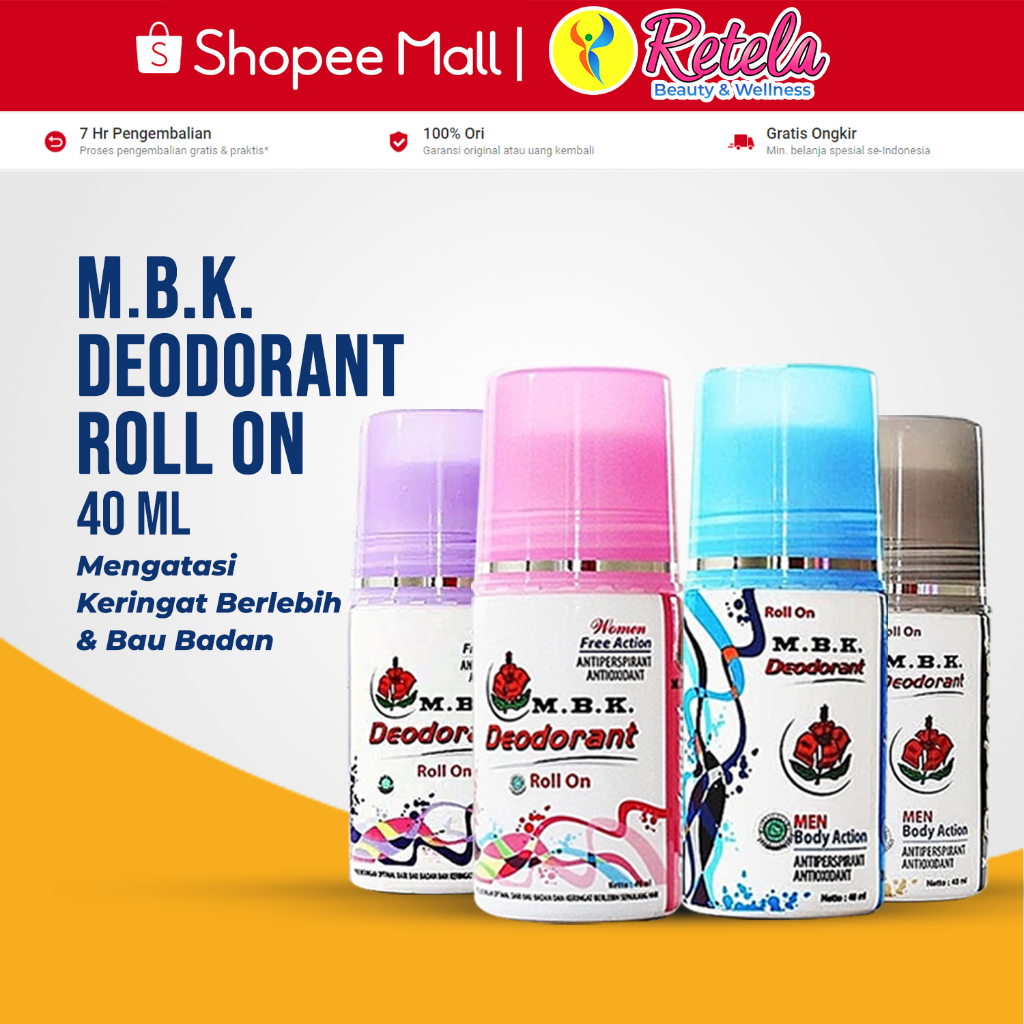 Jual M.B.K Deodorant Roll On 40 ml / Deodorant / Penghilang Bau Badan Wanita / Mbk / M B K ...