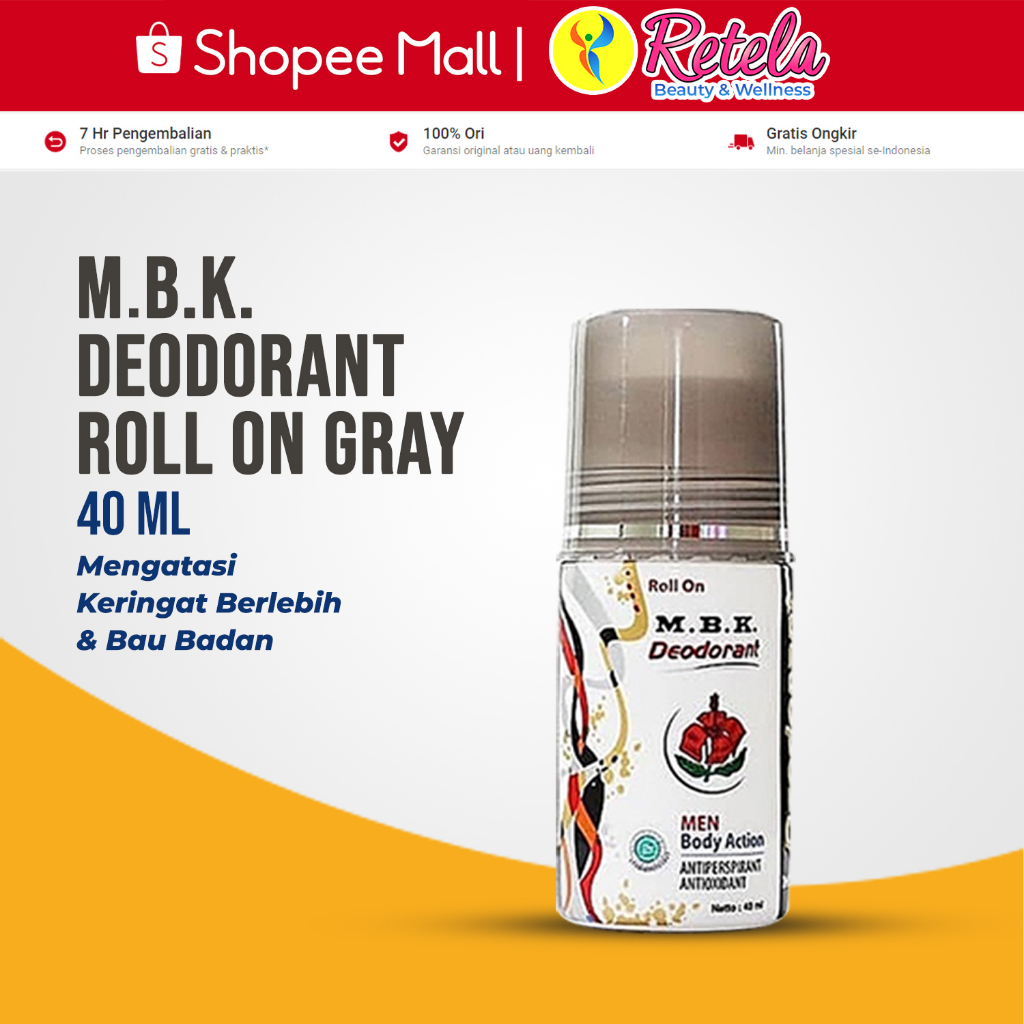 Jual M.B.K Roll On Gray Men Body Action 40ml / Deodorant / Penghilang ...