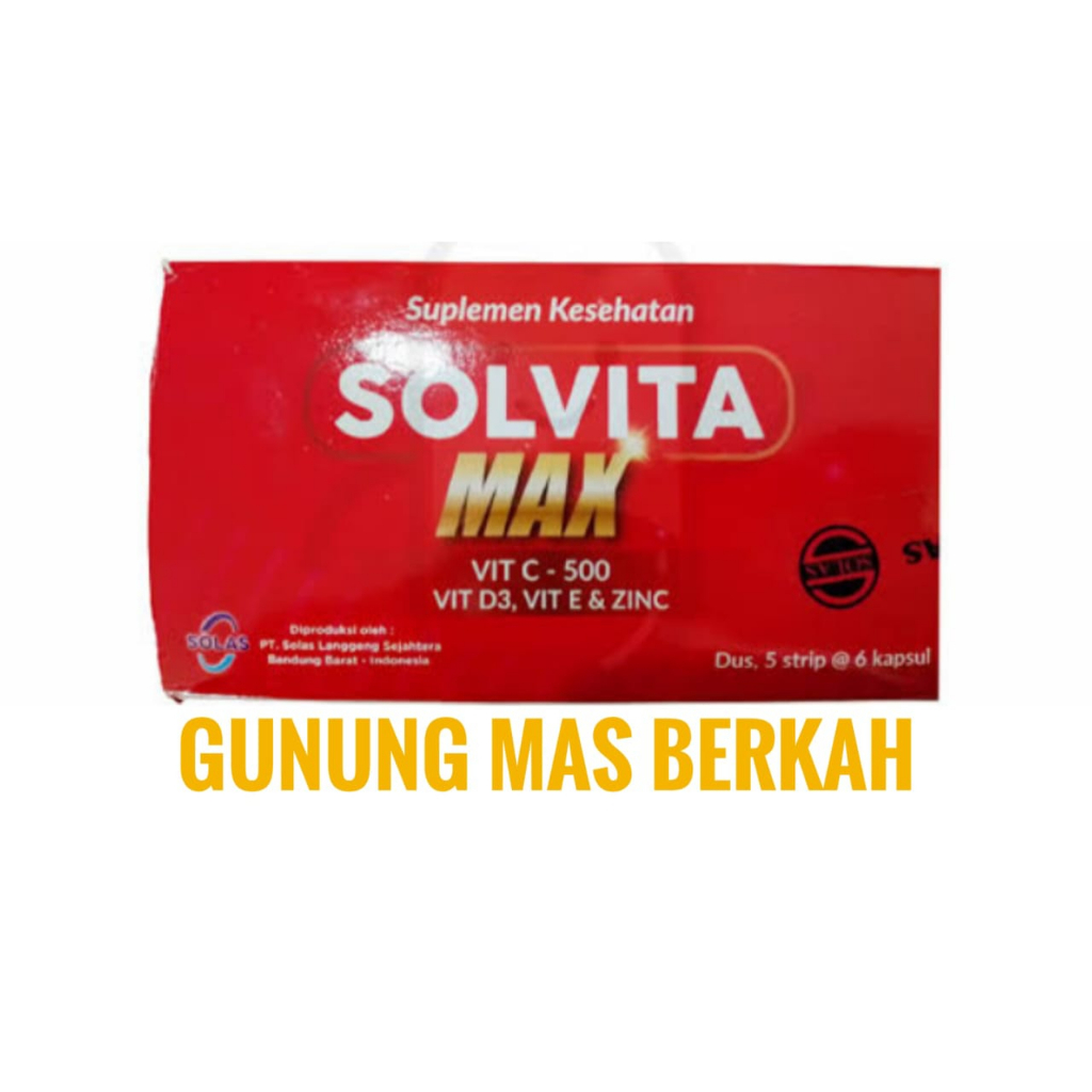 Jual SOLVITA MAX vitamin C D E dan Zinc BOX isi 30 KAPSUL - menjaga kesehatan tubuh dan ...