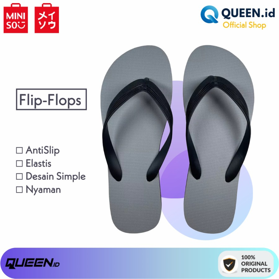 Jual Miniso Flip Flops Sandal Jepit Antislip Sendal Pria wanita - ABU | Shopee Indonesia
