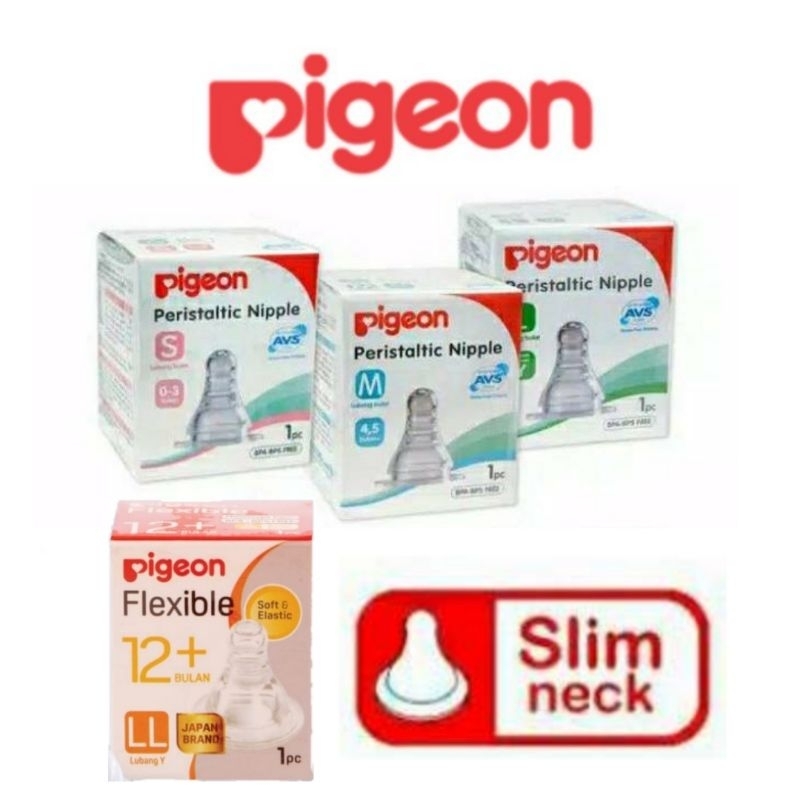 Jual Pigeon Dot Slim Neck Size S M L LL isi 1 pcs | Dot Bayi | Shopee ...