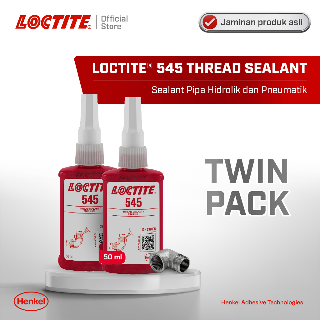Jual LOCTITE 545 Thread Sealant Seal Pipa Hidrolik 50 ml Twin Pack ...
