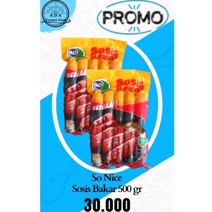 Jual ADA Frozen Food - So Nice Sosis Bakar 500 Gram isi 10 Pcs | Shopee ...