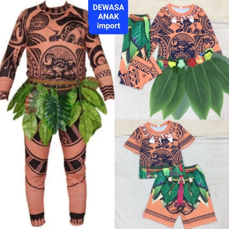 Jual Kostum maui DEWASA ANAK import rok daun cosplay disney cowok tatto ...