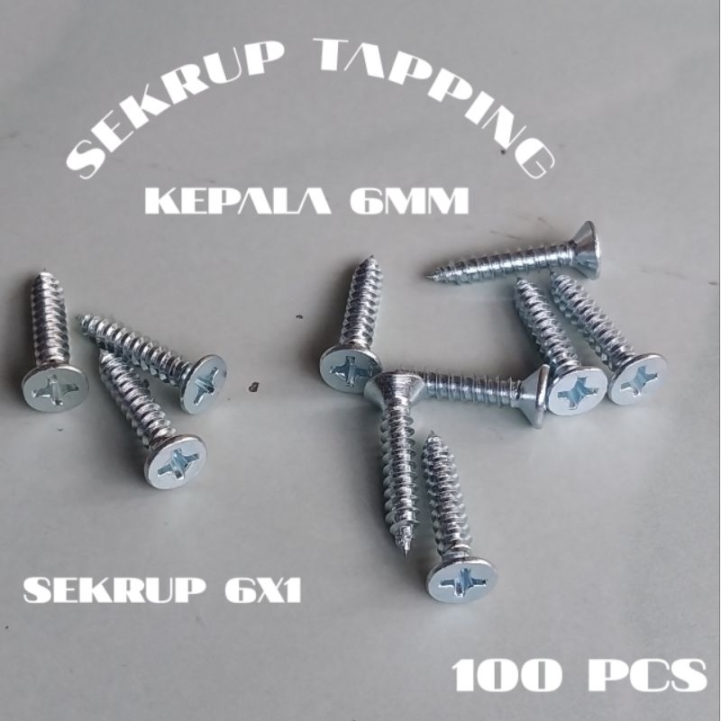 Jual SEKRUP TAPPING JF 6X1 PUTIH ( 100 PCS ) | Shopee Indonesia
