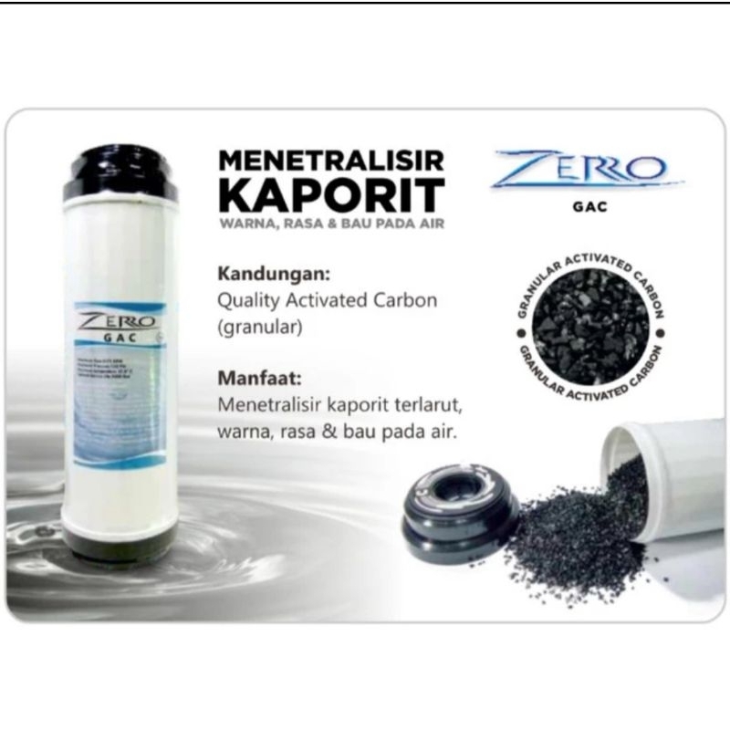 Jual cartridge GAC filter / granular activated carbon filter / 10 inch merk zero | Shopee Indonesia