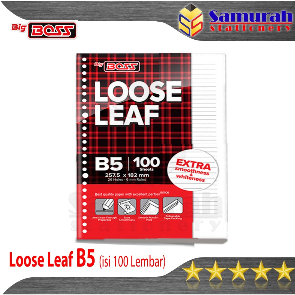 Jual Loose Leaf B5 100 Big Boss Besar Bergaris / Kertas isi Binder File Ukuran B5 isi 100 Lembar ...