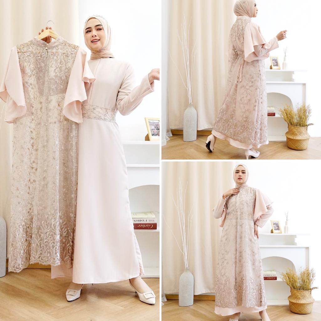 Jual Georgina Set Setelan Gamis 2in1 Warna Putih Gading Susu Krem Inner ...