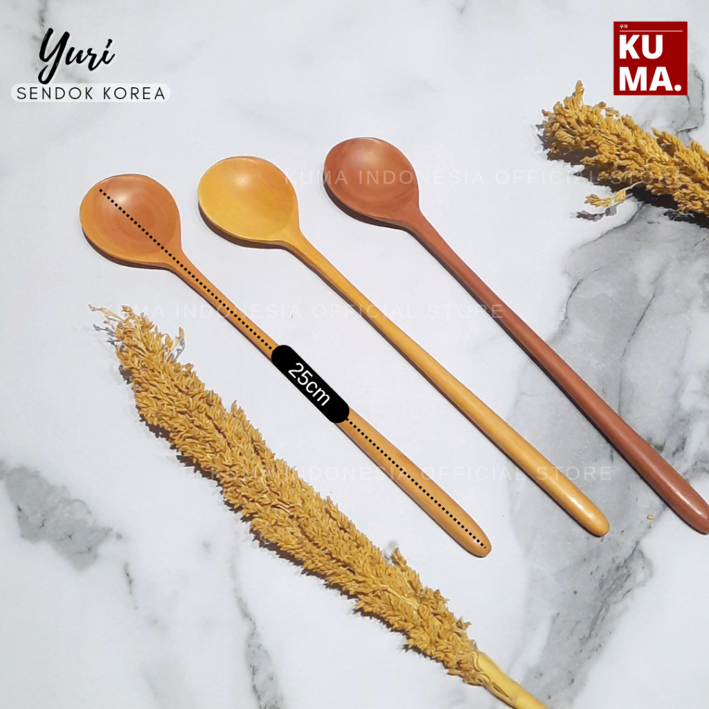 Jual KUMA Yuri Sendok Kayu Korea 25cm Sendok Makan Sendok Aduk Kayu ...