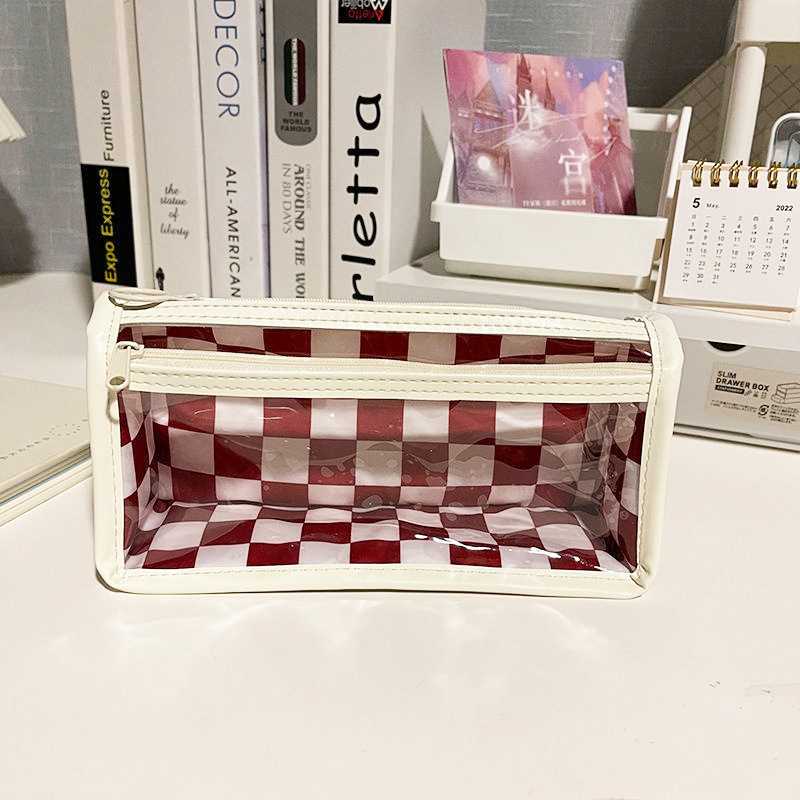 Jual Pensil case/kotak alat tulis/Tempat Pensil Kotak-kotak Transparan ...