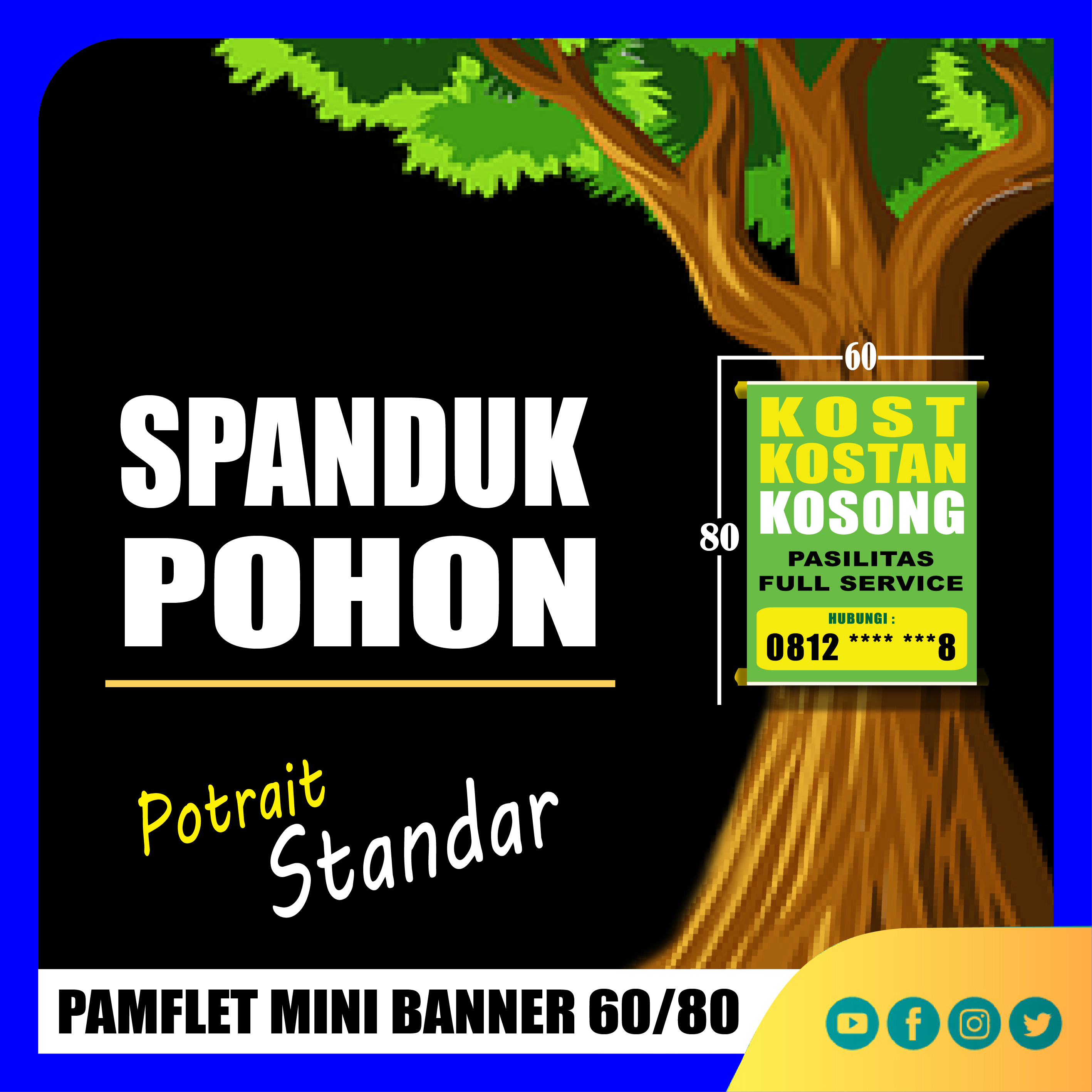 Jual Spanduk Pohon Pamflet Mini Banner Potrait Standar 60/80 | Shopee ...