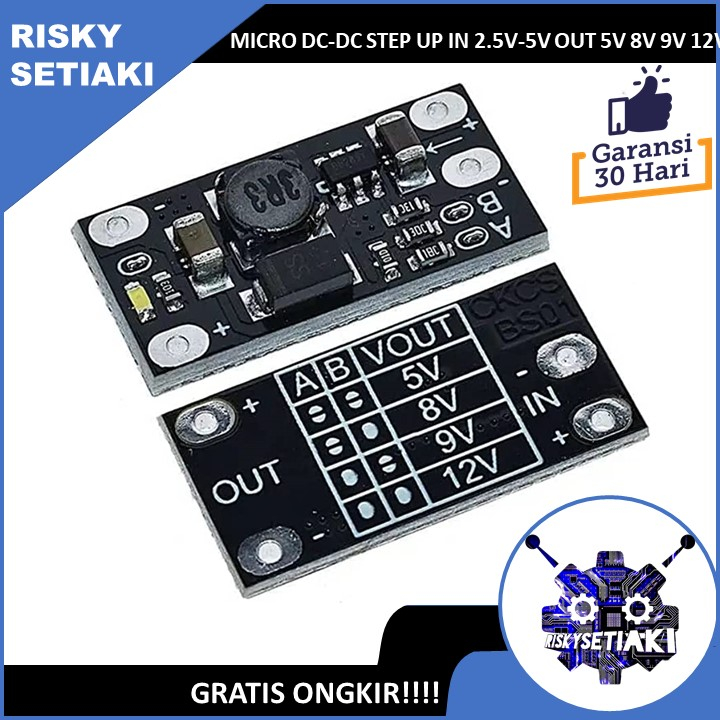 Jual MICRO DC-DC STEP UP IN 2.5V-5V OUT 5V 8V 9V 12V BOOST CONVERTER | Shopee Indonesia
