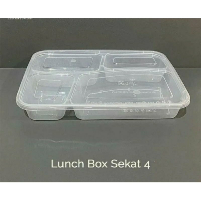 Jual FOOD BOX CONTAINER SEKAT 4 / MIKA BENTO SEKAT 4 ( 1pack isi 25 ...