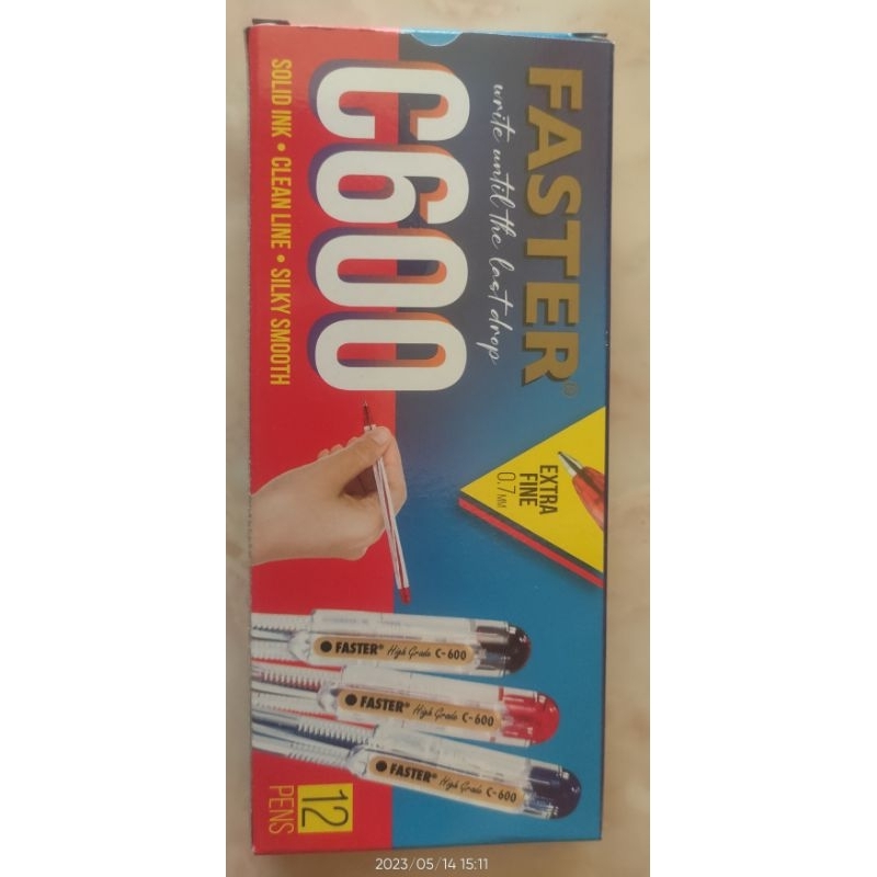 Jual Bolpen/pulpen/pen Faster C600 hitam ori isi 12pcs | Shopee Indonesia