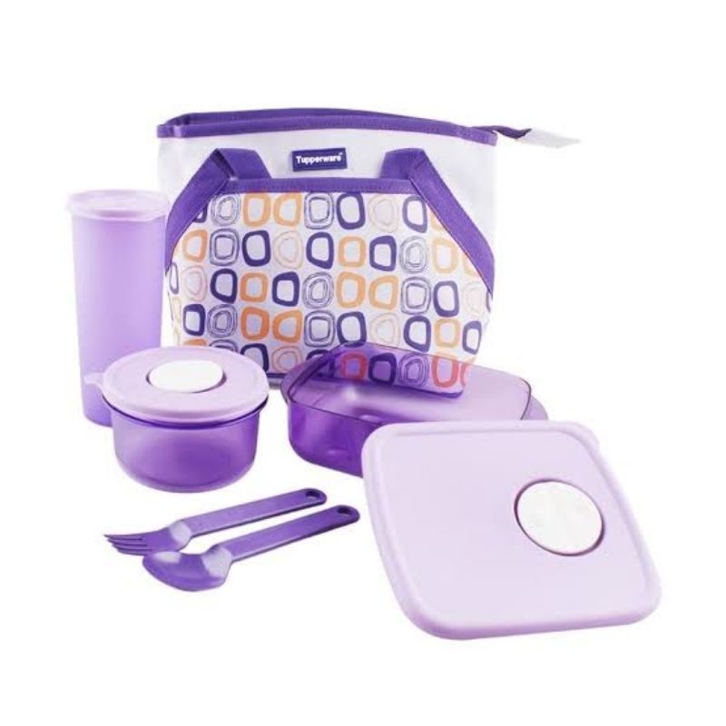 Jual TUPPERWARE Cosmo Violet Full Set + Tas // Set Microwaveable Lunch ...
