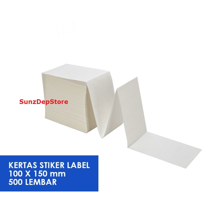 Jual Kertas Thermal Label Sticker Lipat 100x150MM isi 500pcs Label Thermal Lipat Fold A6 ...