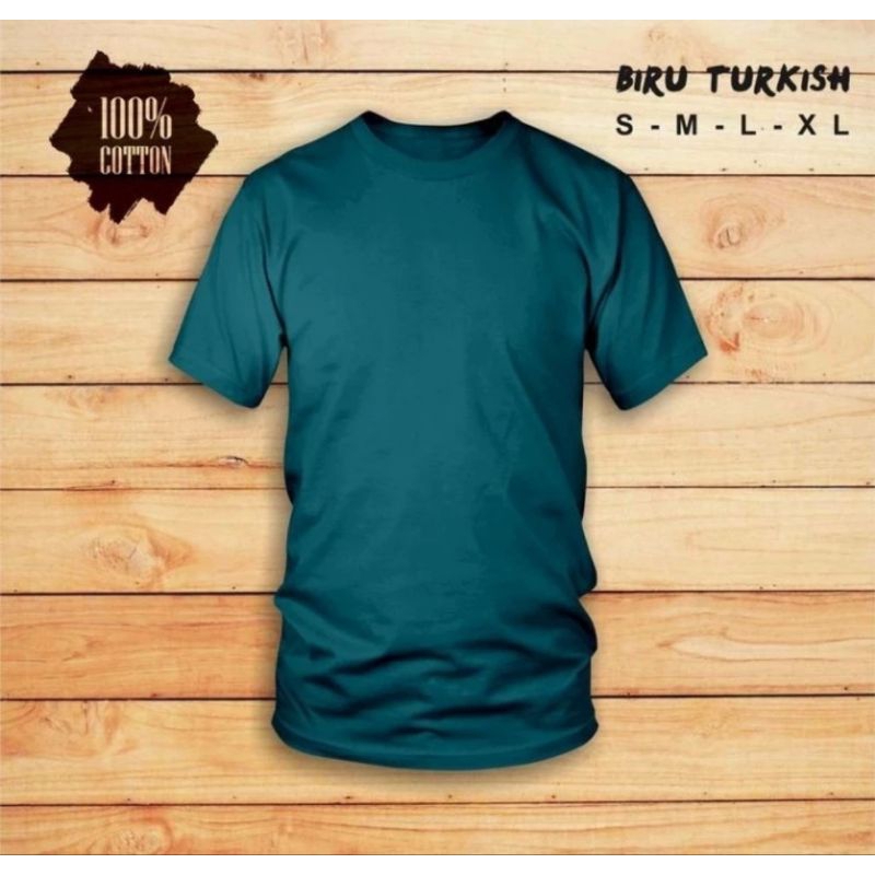 Jual Kaos Polos Premium Biru Turkish Cotton Combed 30s | Shopee Indonesia