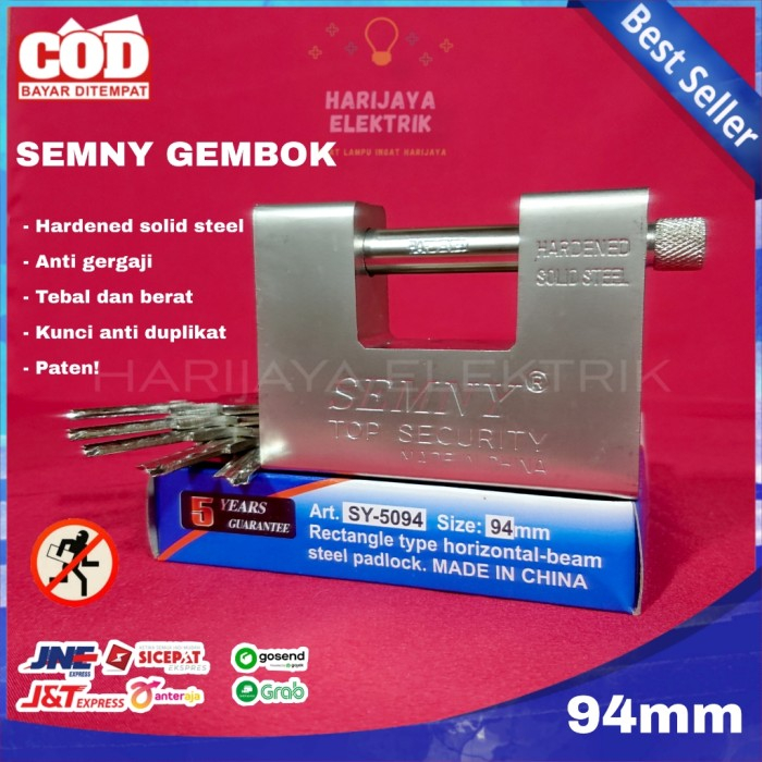 Jual GEMBOK PAGAR KOTAK SEMNY 94MM JUMBO BESAR PADLOCK ANTI MALING ...