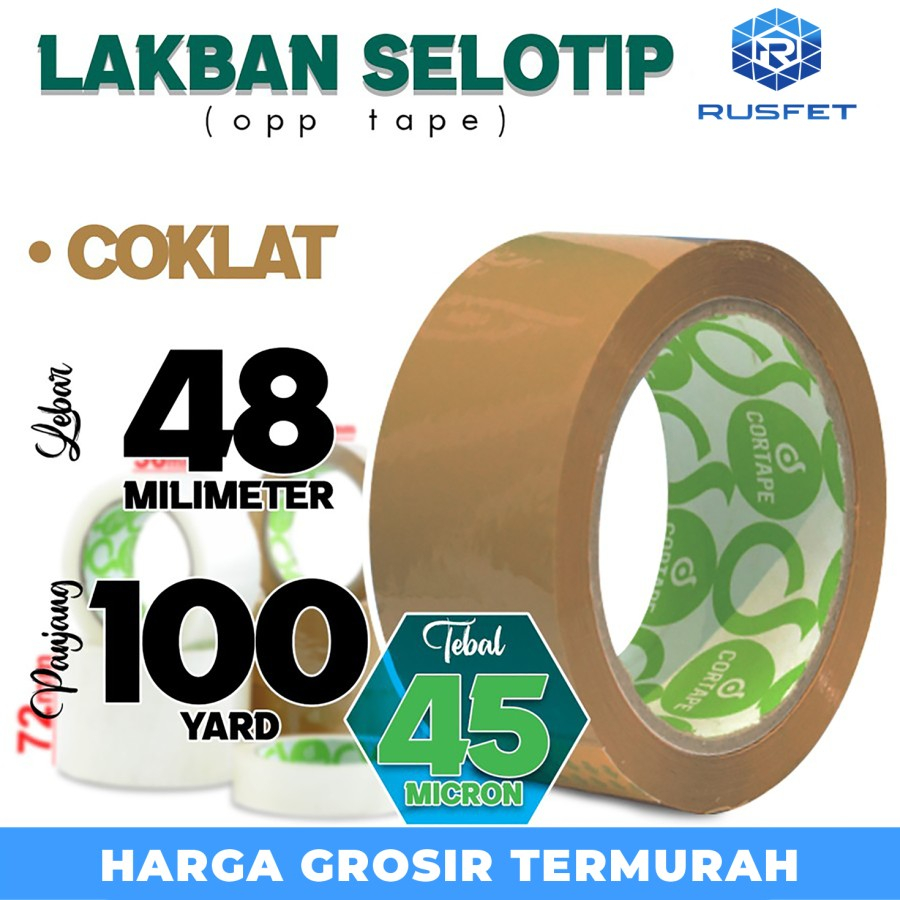 Jual Lakban COKLAT 48mm x 100yard Cortape Plakban isolasi OPP Tape / Satuan | Shopee Indonesia