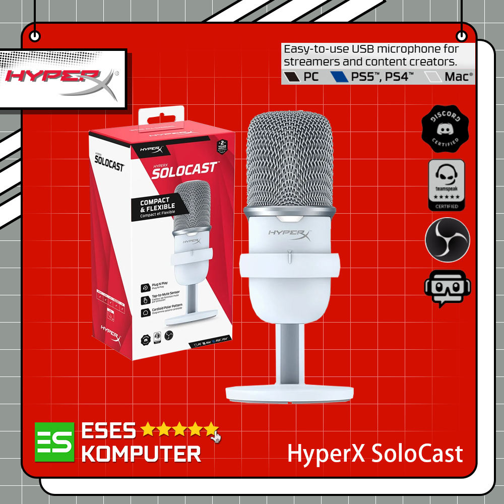 Jual Microphone HyperX SOLOCAST White | Professional USB Condenser Mic | Shopee Indonesia