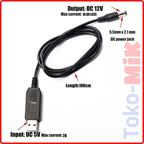 Jual Kabel Power USB DC 5V to 12V Step Up Boost Converter Adaptor 5V to ...
