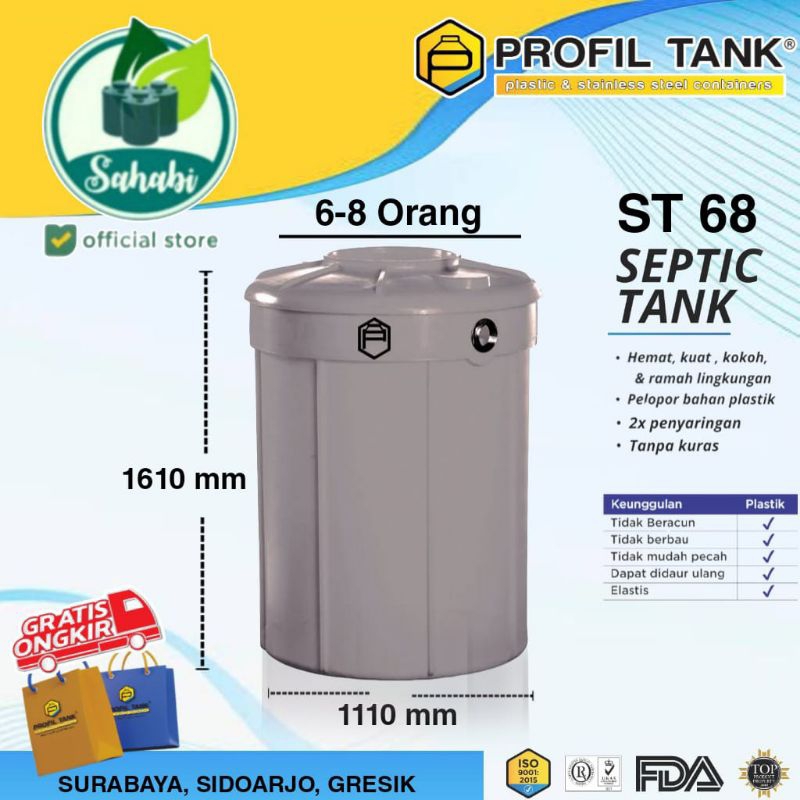 Jual Profil Tank Septic Tank / Bio Septic Tank ST 68 volume 1600 Liter ...