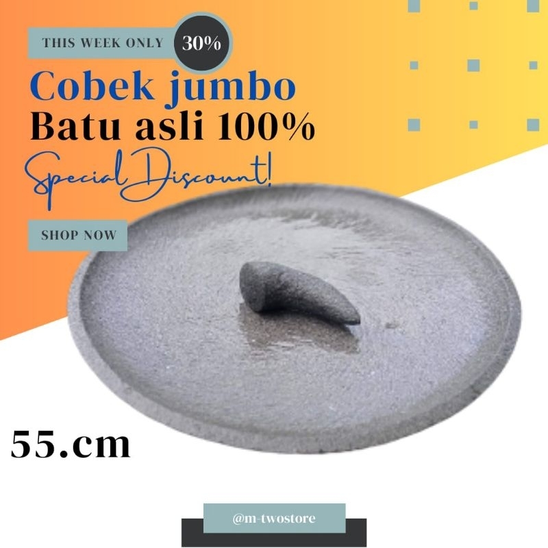 Jual cobek batu asli ukuran 55.cm / cobek batu asli jumbo manual pahat ...