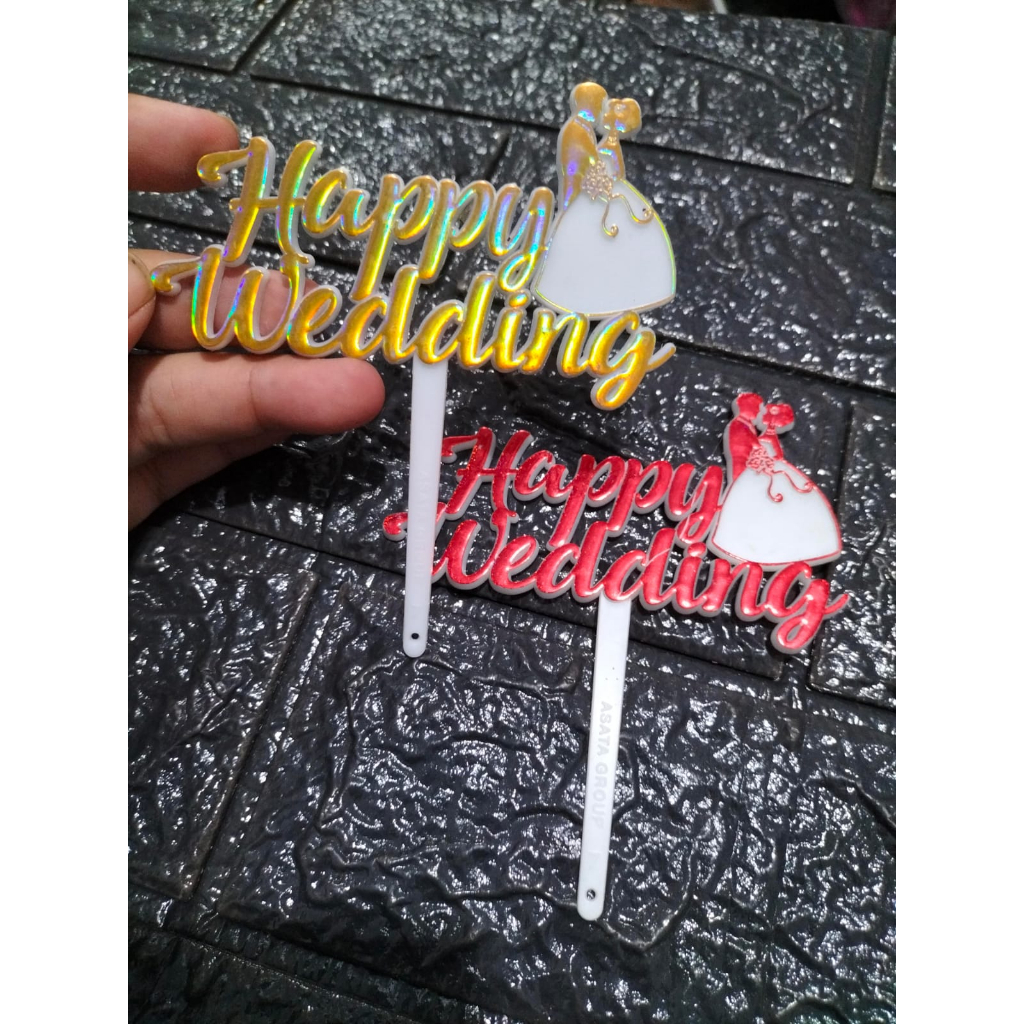 Jual topper happy wedding ucapan selamat | Shopee Indonesia