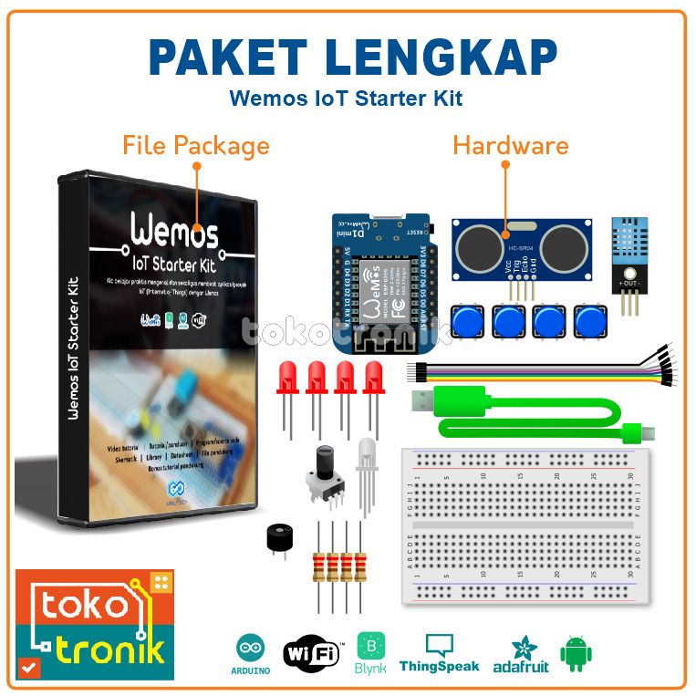Jual Wemos Iot Starter Kit Paket Lengkap Belajar Iot Dg Wemos D1