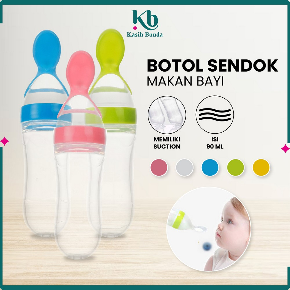 Jual Botol Sendok Makan Bayi dengan Suction Cup Food Grade / Baby Spoon Feeder / Botol Susu Dot ...