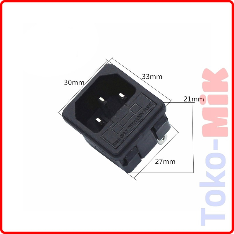 Jual AC-02 Soket Power AC Listrik Komputer 2in1 Fuse Sekring 250V AC ...