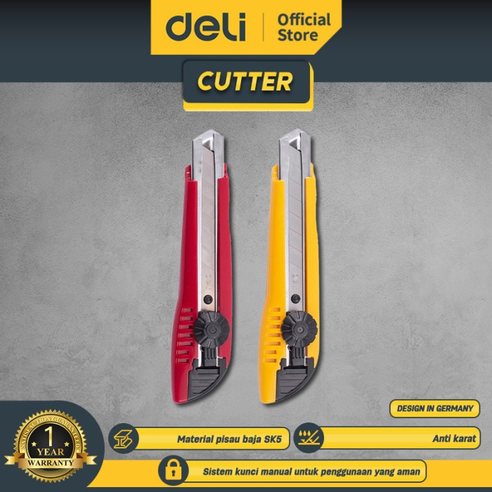Jual Deli Cutter dengan pisau baja SK5 sistem kunci manual perkakas ...
