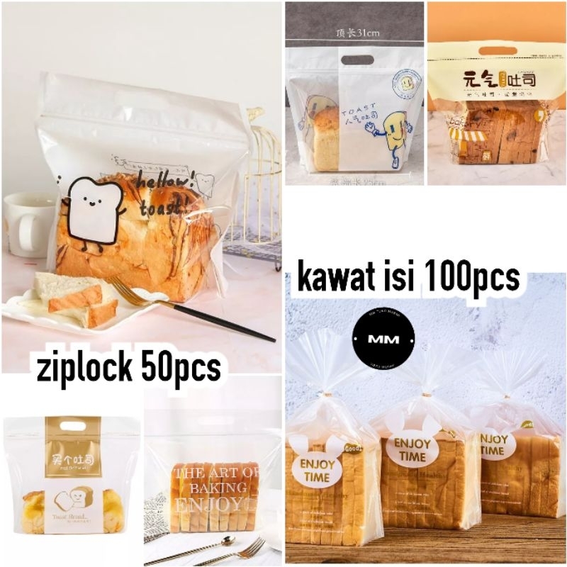 Jual 1pack kantong plastik roti tawar premium tebal with zipper ziplock ...