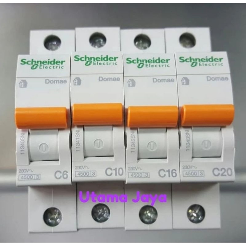 Jual MCB DOMAE SCHNEIDER 1 PHASE 6A 6 Ampere 10A 10 Ampere 16A 16 Ampere 20A 20 Ampere | Shopee ...