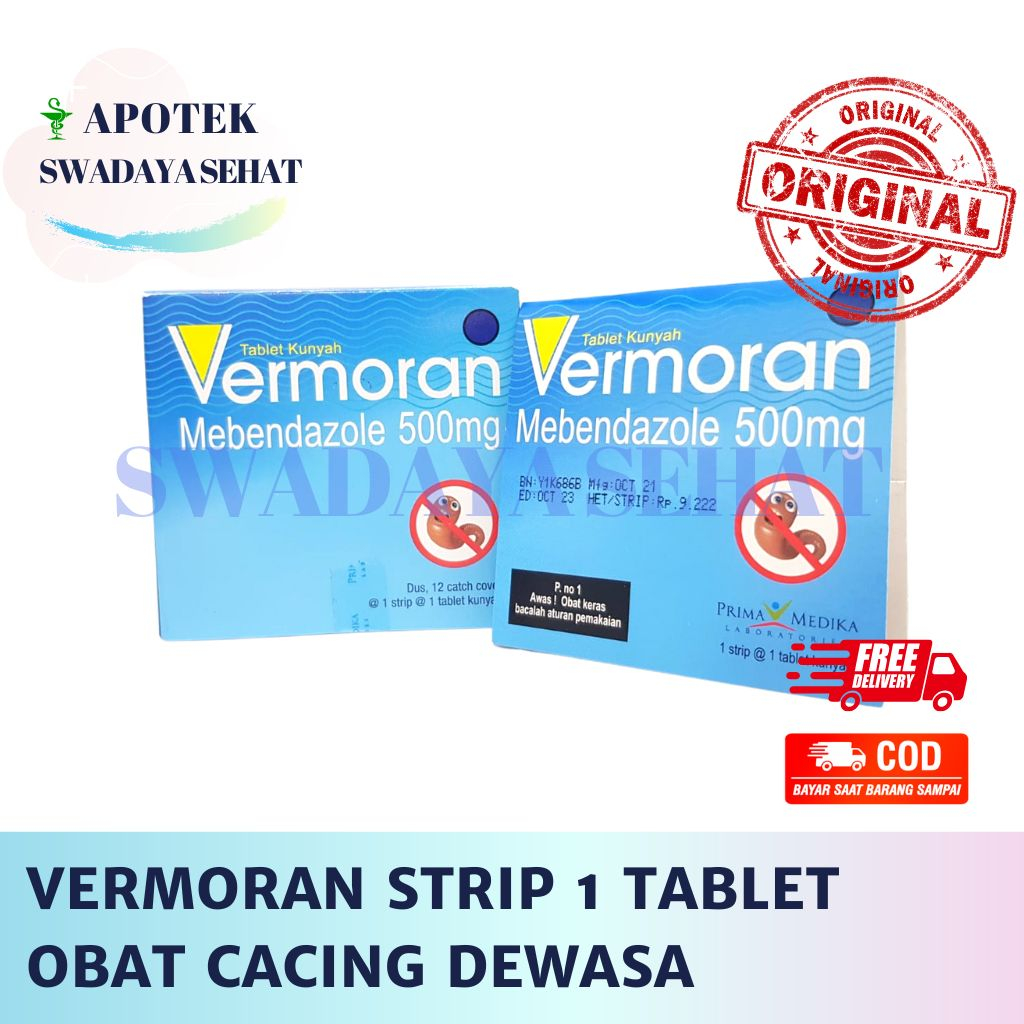 Jual VERMORAN STRIP 1 TABLET Obat Cacing Dewasa Infeksi Cacing Kremi ...