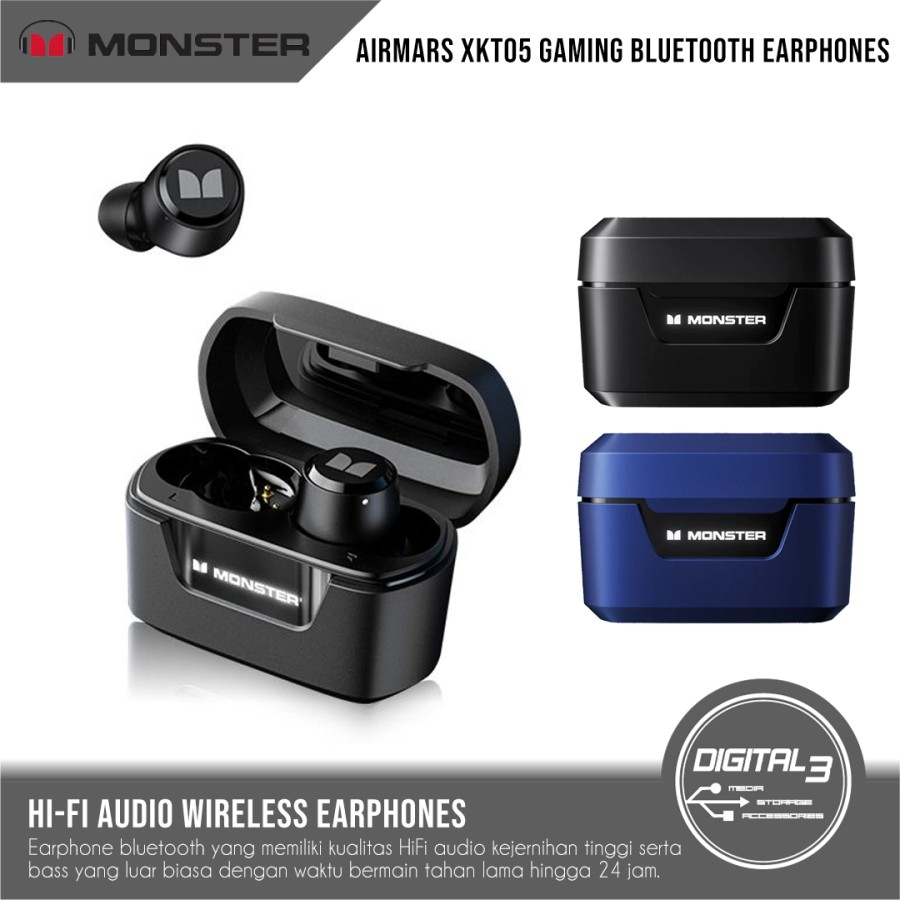 Jual MONSTER Airmars XKT05 TWS Wireless Bluetooth Earphones Gaming ...
