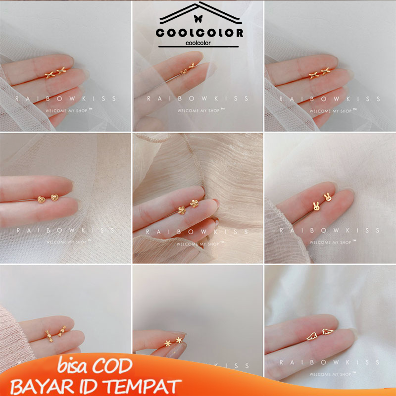 Jual 1 Pasang Anting Stud Mini Kecil anting tusuk S925 Warna Emas anti karat dan anti luntur ...