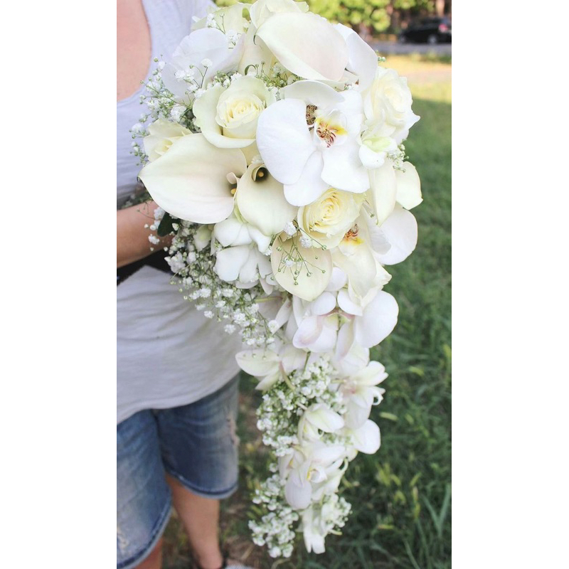 Jual hand bouquet random model cascade, hand bucket wedding, bunga ...
