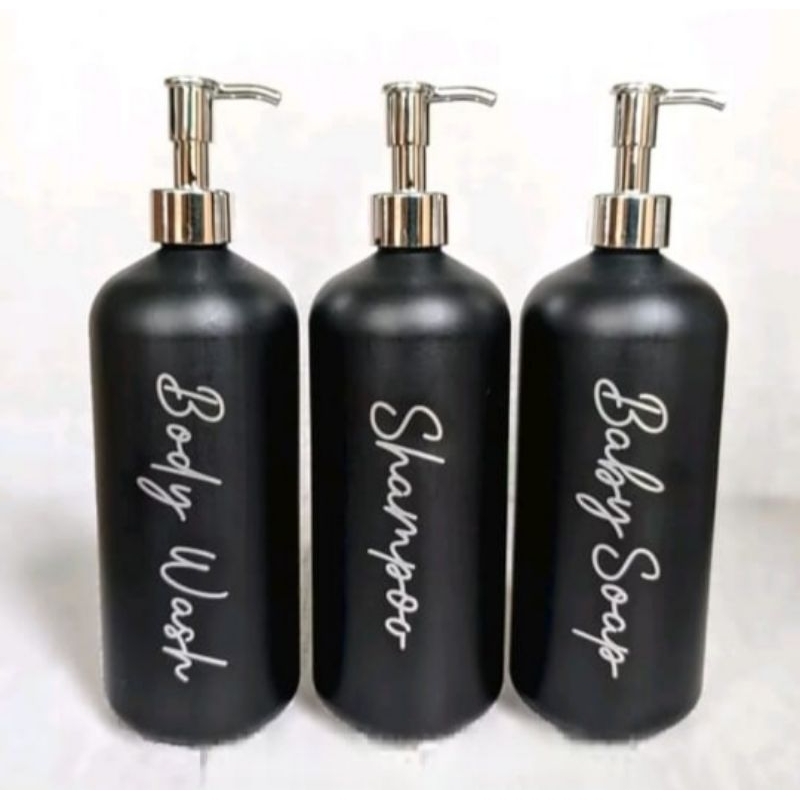 Jual BOTOL SABUN CAIR PUMP HITAM DOFF SILVER AESTHETIC 500ML LUXURY ...