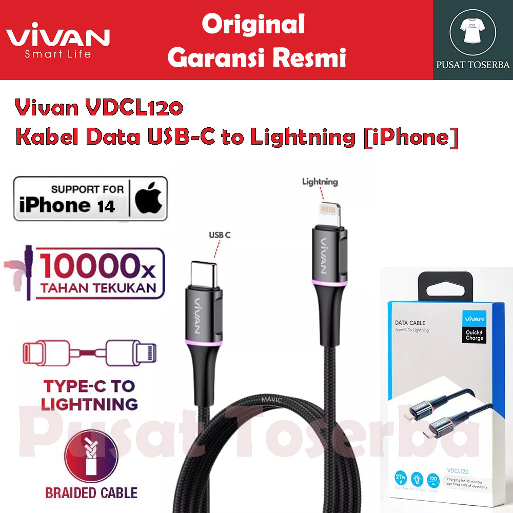 Jual Kabel Data Vivan VDCL120 Type-C to Lightning iPhone iPad PD 27W ...