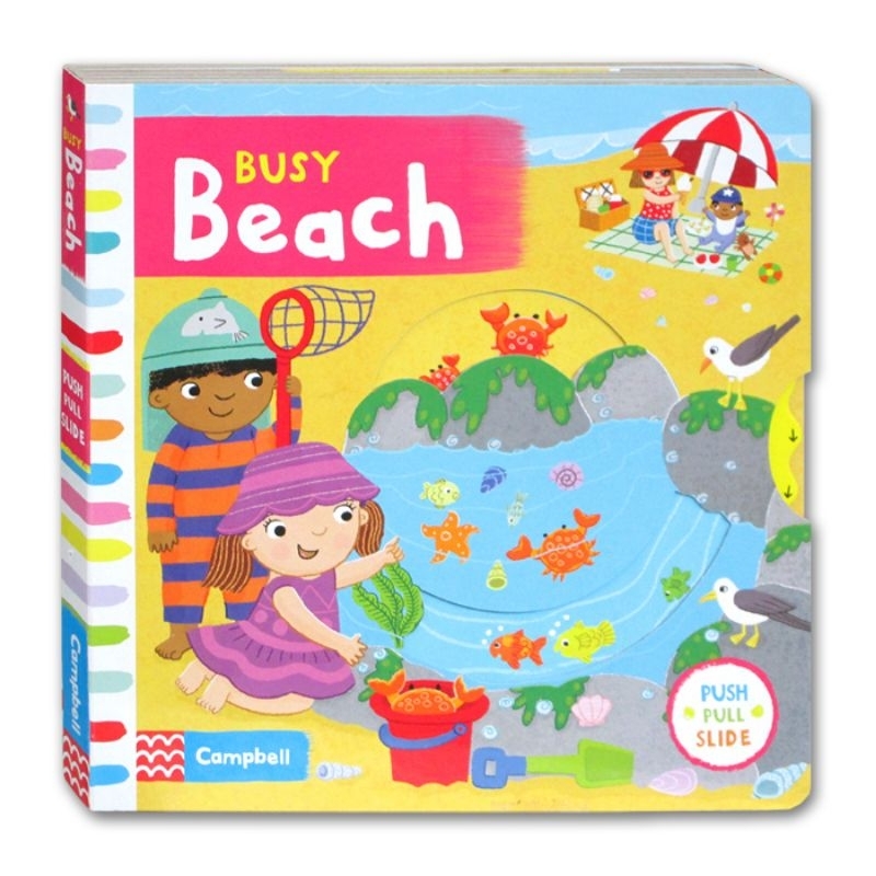 Jual Busy Beach - Push Pull Slide Board Book | Shopee Indonesia