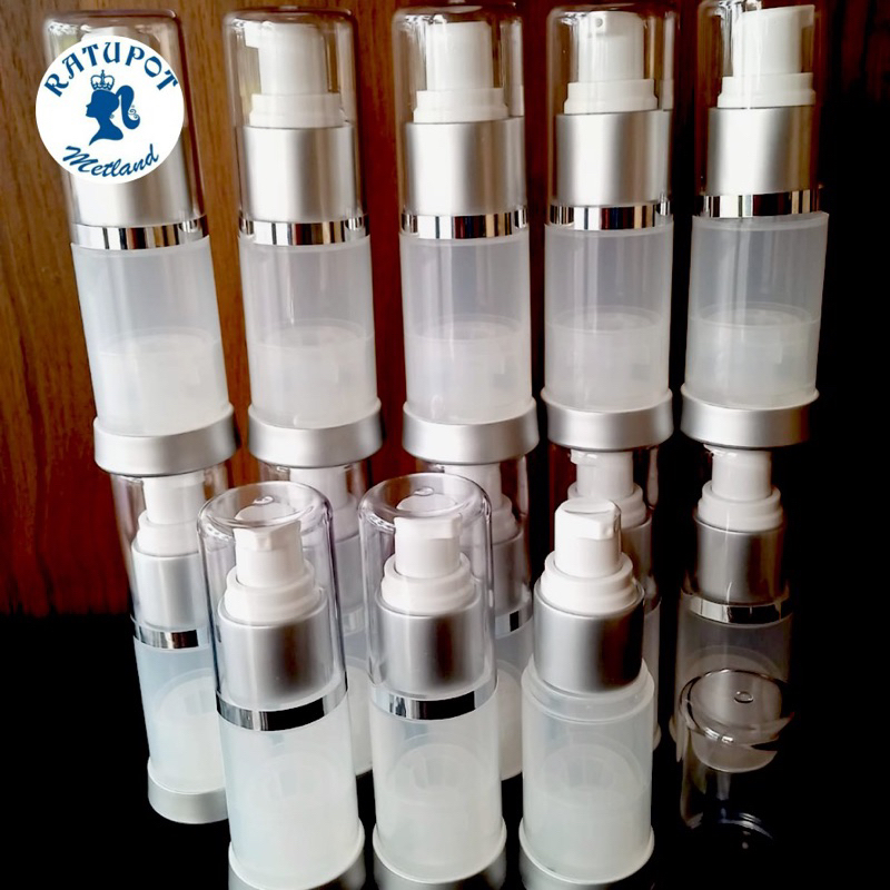 Jual Botol 15 ml airless bening list silver matte | Shopee Indonesia
