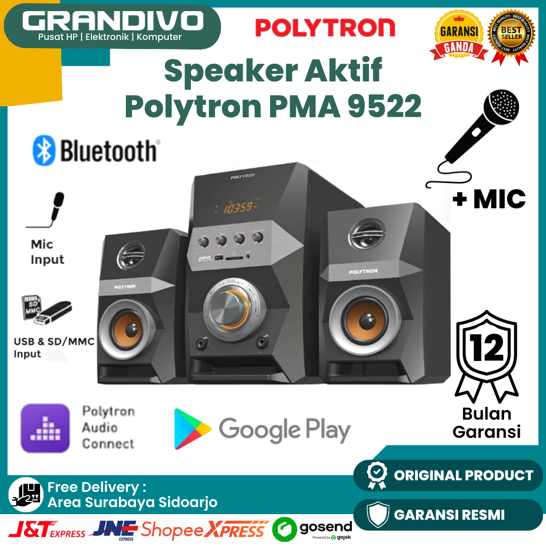 Jual Speaker Aktif Polytron Bluetooth Pma 9522 Superbass Garansi Resmi